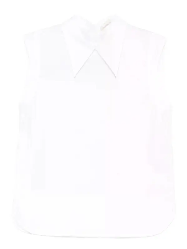 TELA Sleeveless Pointed-collar Top - White