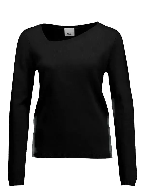ALLUDE Asymmetric-neck Sweater - Black
