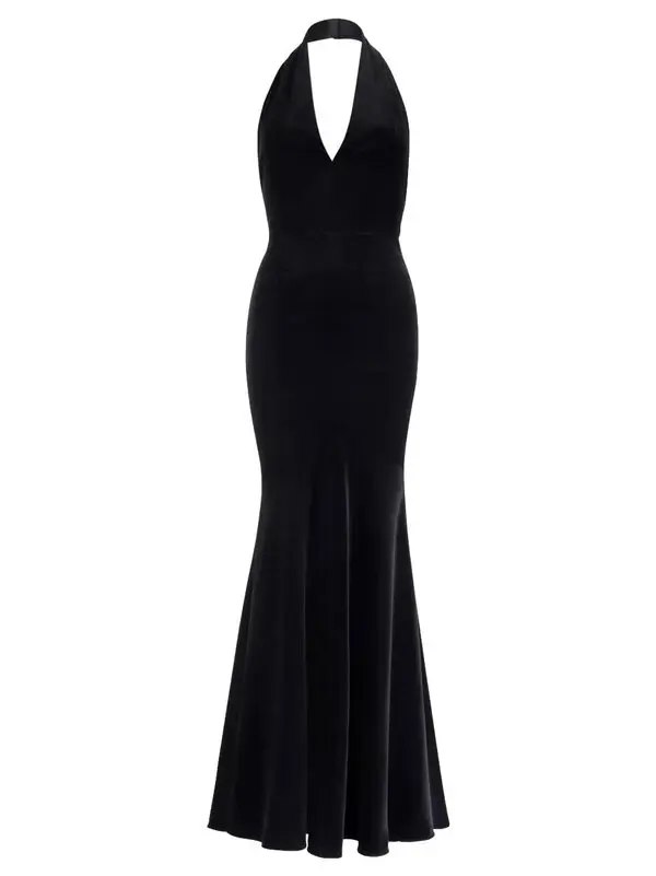 Patou Halterneck Fishtail Maxi Dress - Black