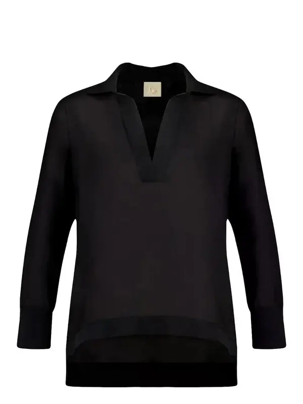 PAULA V-neck Long-sleeve Top - Black