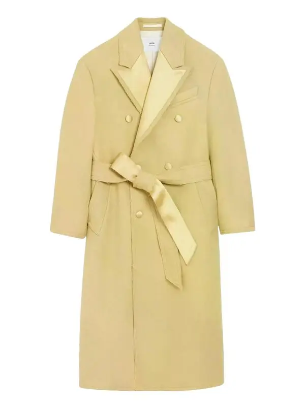Ami Double-breasted Long Coat - Green