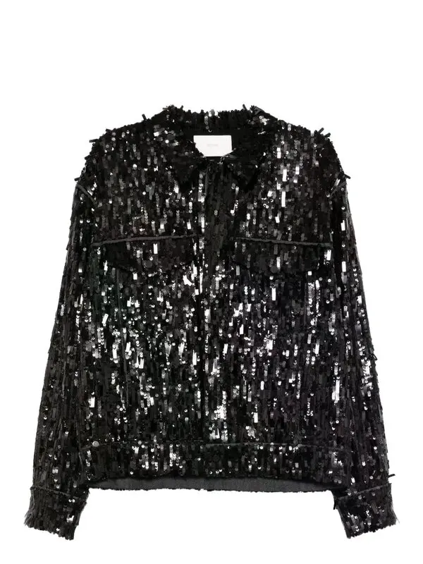QUETSCHE Sequin-embellished Shirt Jacket - Black