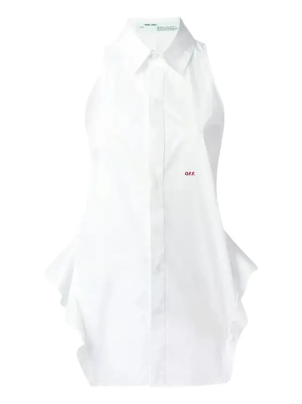 Off-White Ruffled Trim Sleeveless Shirt - White