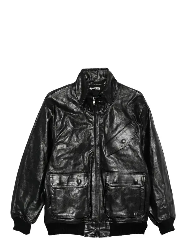 Auralee Leather Zip-up Jacket - Black