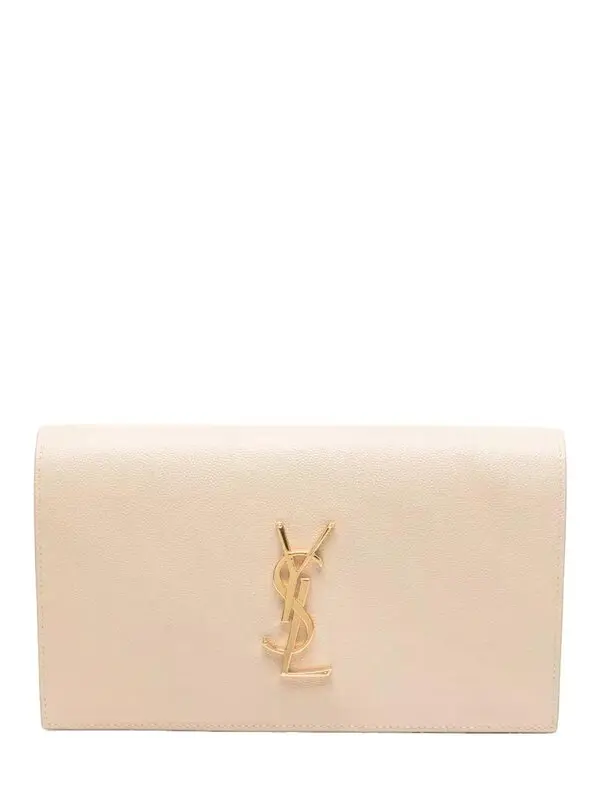 Saint Laurent Logo-plaque Clutch Bag - Neutrals