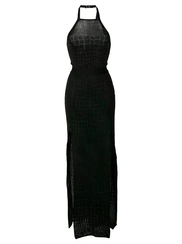 Balmain Crocodile Effect Gown - Black