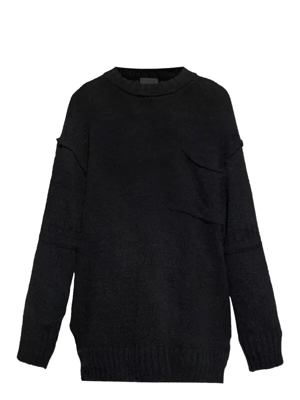 Yohji Yamamoto Chest-pocket Frayed-edge Sweater - Black