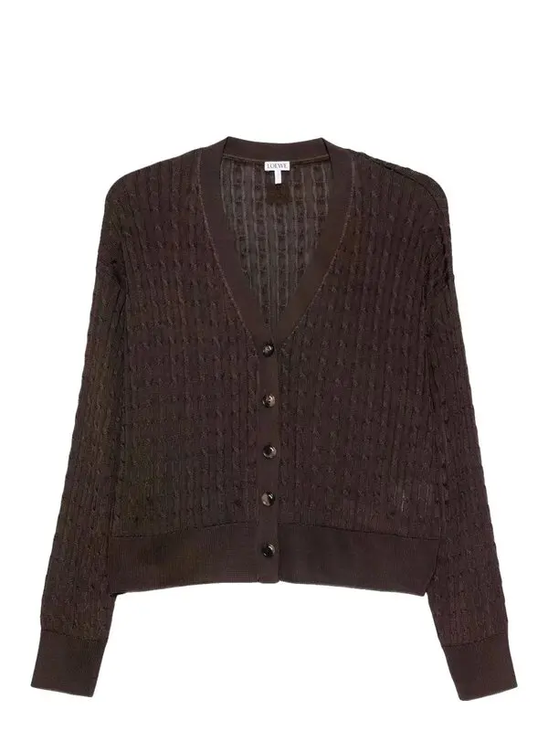 Loewe Cable-knit Button Cardigan - Brown