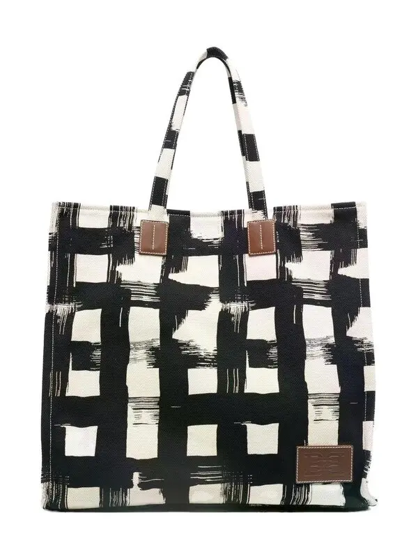Bally Painted Check Pattern Tote - Neutrals