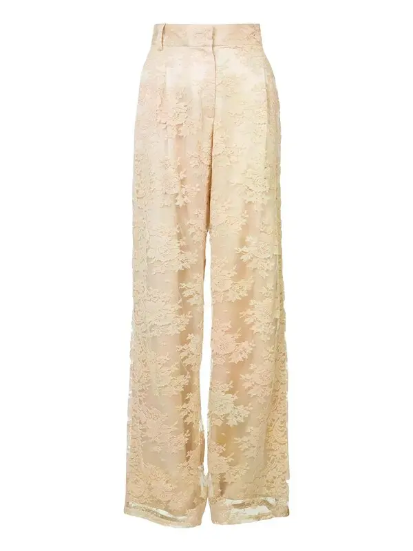 Ryan Roche Wide-leg Lace Trousers - Yellow