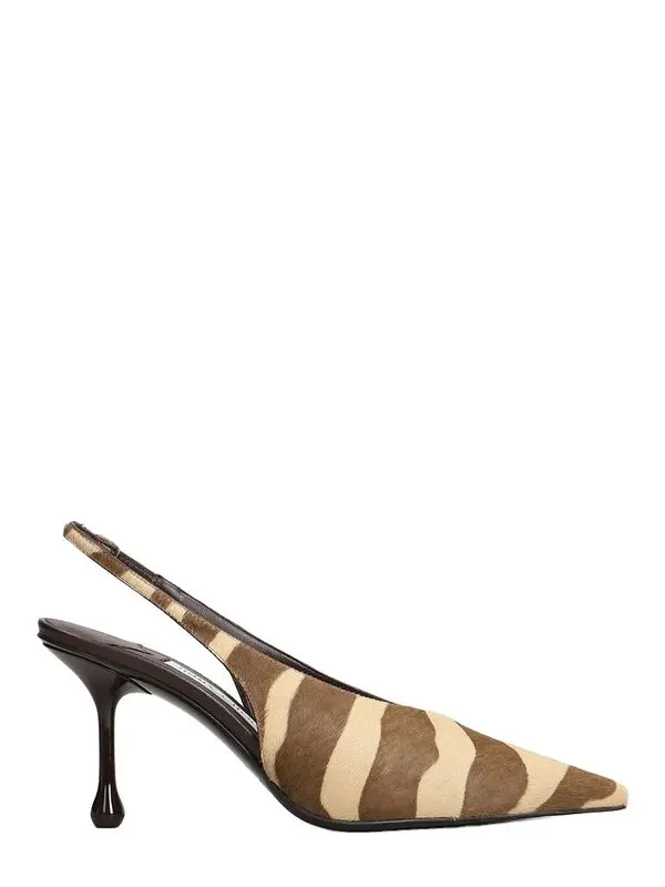JIMMY CHOO Isa 80 Zebra Print Slingback Pumps - Brown