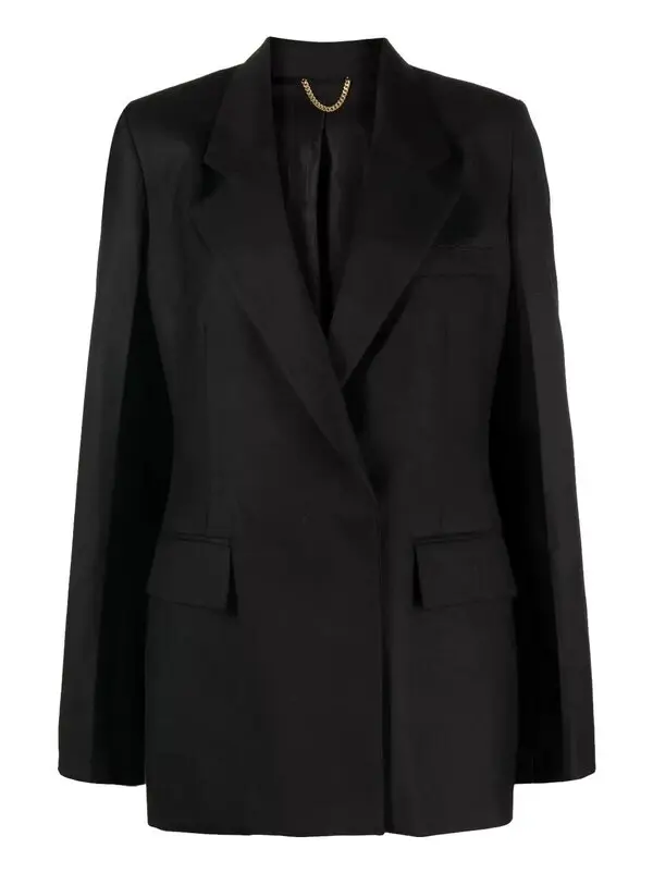 Victoria Beckham Double-breasted Virgin Wool-cotton Blazer - Black