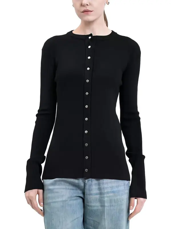 JIL SANDER Ribbed Front-button Cardigan - Black