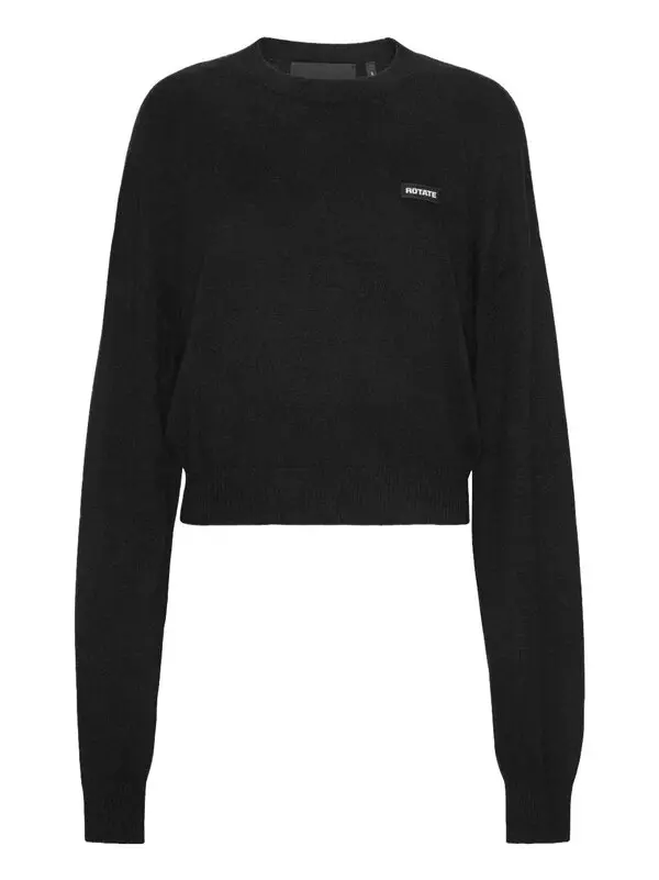 ROTATE BY BIRGER CHRISTENSEN Crew-neck Merino-cashmere Blend Sweater - Black