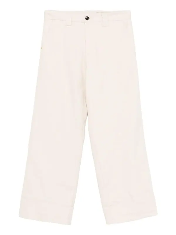 WHITE SAND Cotton Flared Trousers - Beige