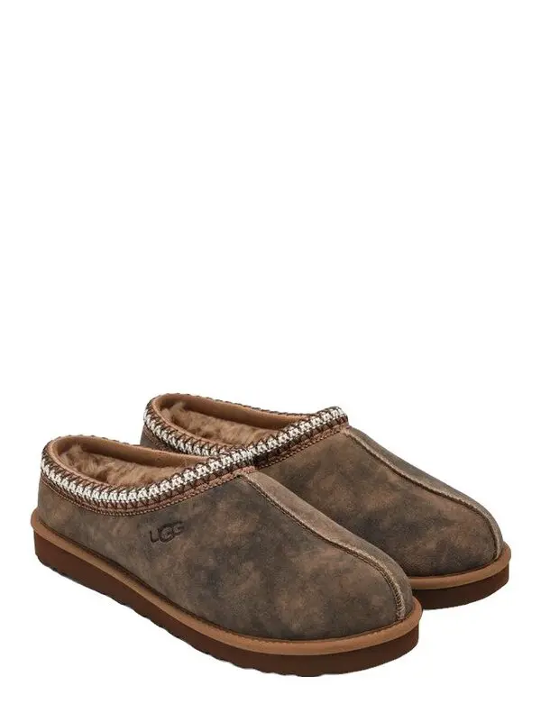 UGG Suede Slippers With Sheepskin Lining - Brown