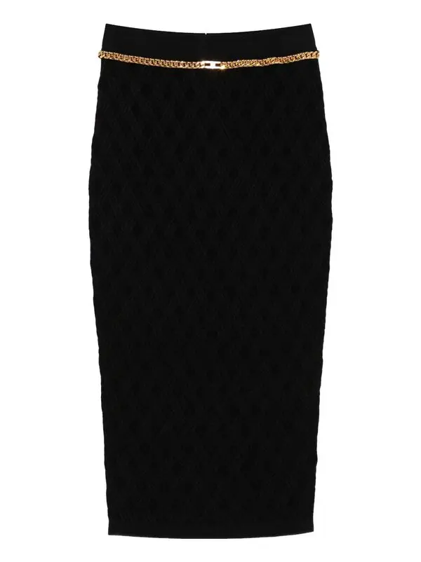 Elisabetta Franchi Knitted Midi Skirt - Black