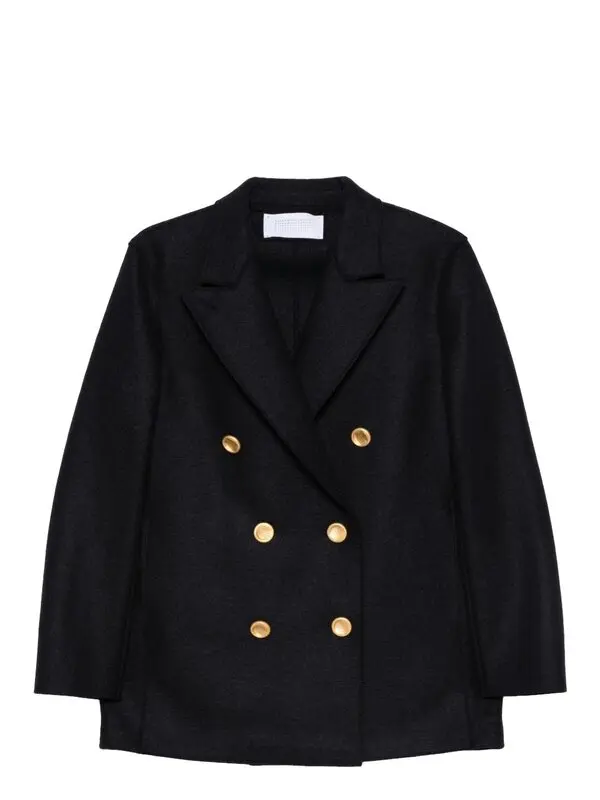 Harris Wharf London Wool Double-breasted Coat - Blue