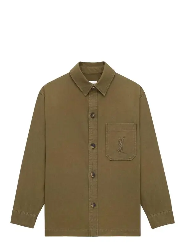 Saint Laurent Cotton Overshirt - Kaki
