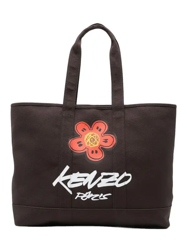 Kenzo Logo Cotton Tote Bag - Brown