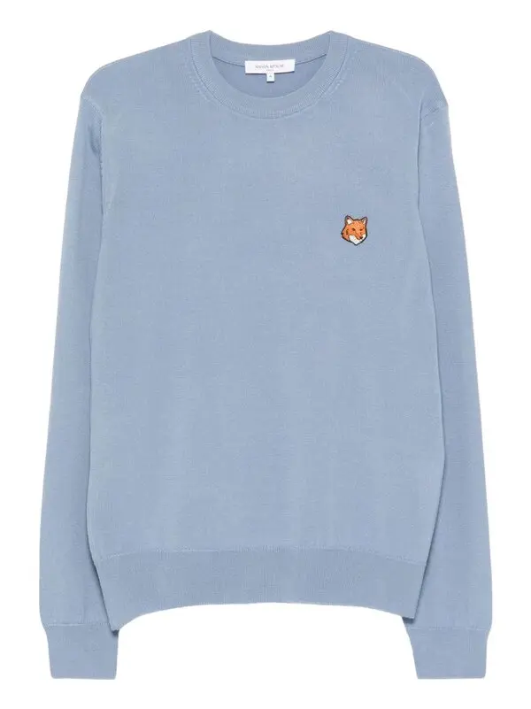 Maison Kitsuné Fox Head Wool Crewneck Jumper - Clear Blue