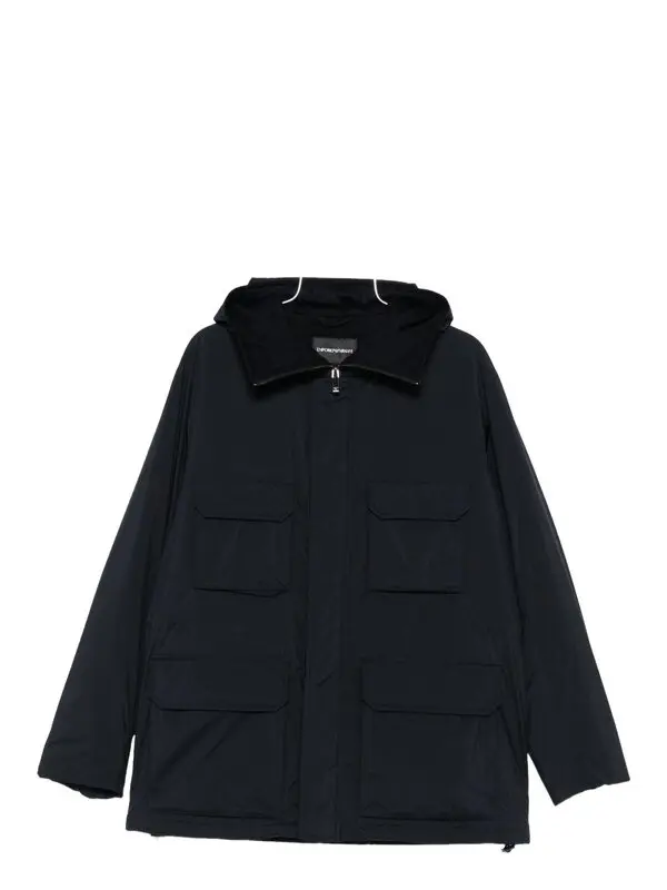 Emporio Armani Nylon Parka Coat - Blue