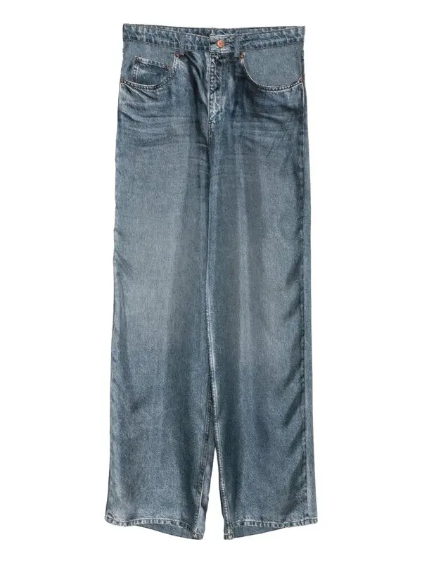 PIERRE-LOUIS MASCIA Denim Print Silk Trousers - Blue