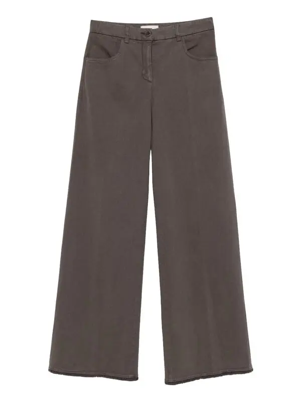 VIA MASINI 80 Cotton Wide Leg Trousers - Brown