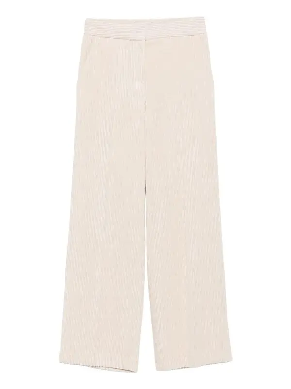 VIA MASINI 80 Velvet Wide Leg Trousers - Beige