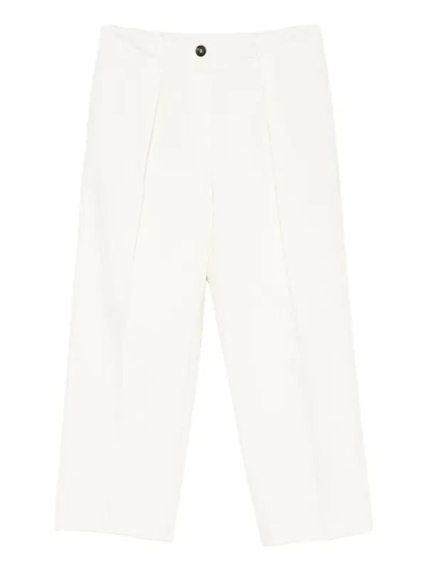 Brunello Cucinelli Cropped Cotton Trousers - White