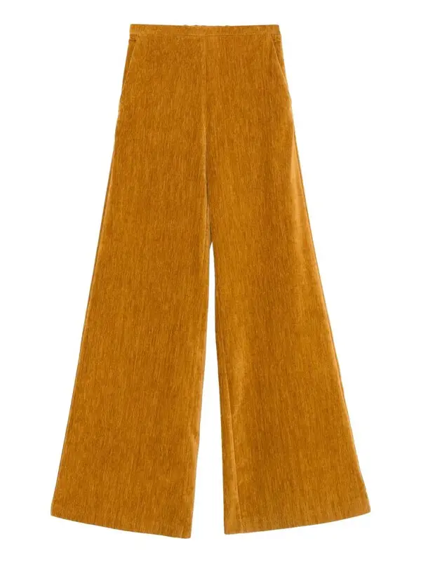 FORTE_FORTE Velvet High-waisted Trousers - Marrone Chiaro