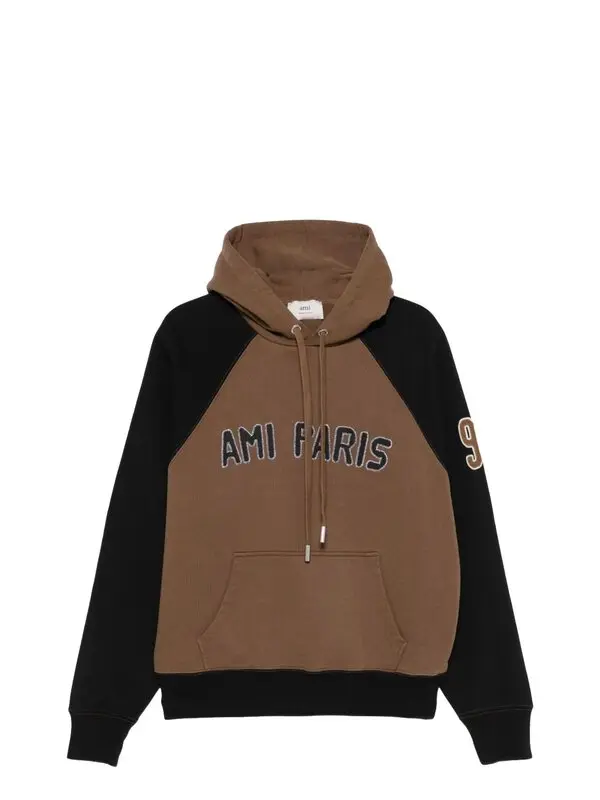 Ami Colorblock Cotton Hoodie - Brown