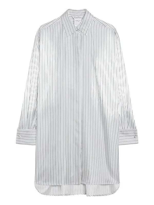 Max Mara Oversized Striped Silk Shirt - Brown