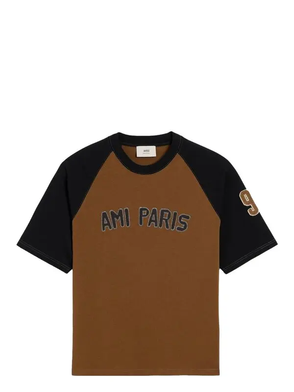Ami Colorblock Cotton T-shirt - Brown