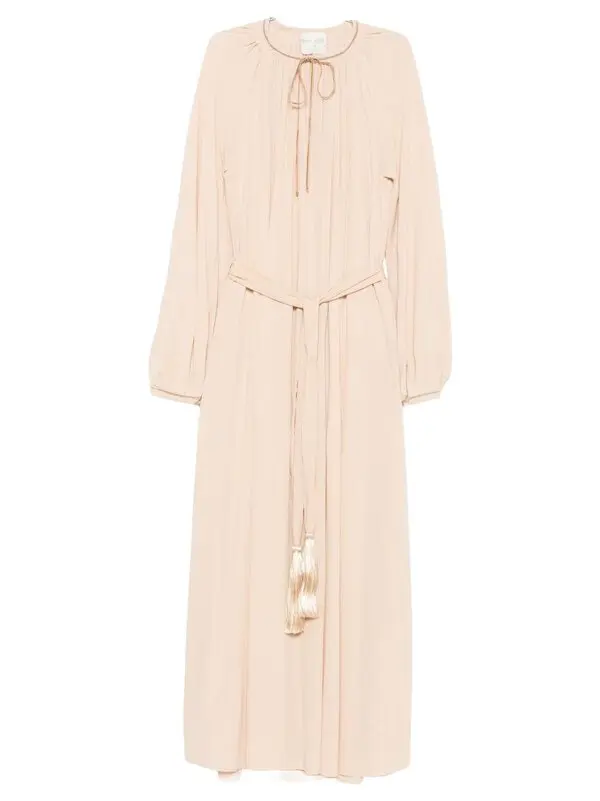 FORTE_FORTE Crepe De Chine Long Dress - Beige