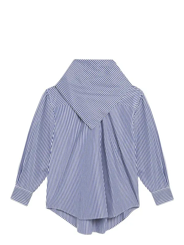 Ami Striped Poplin Scarf Shirt - Blue