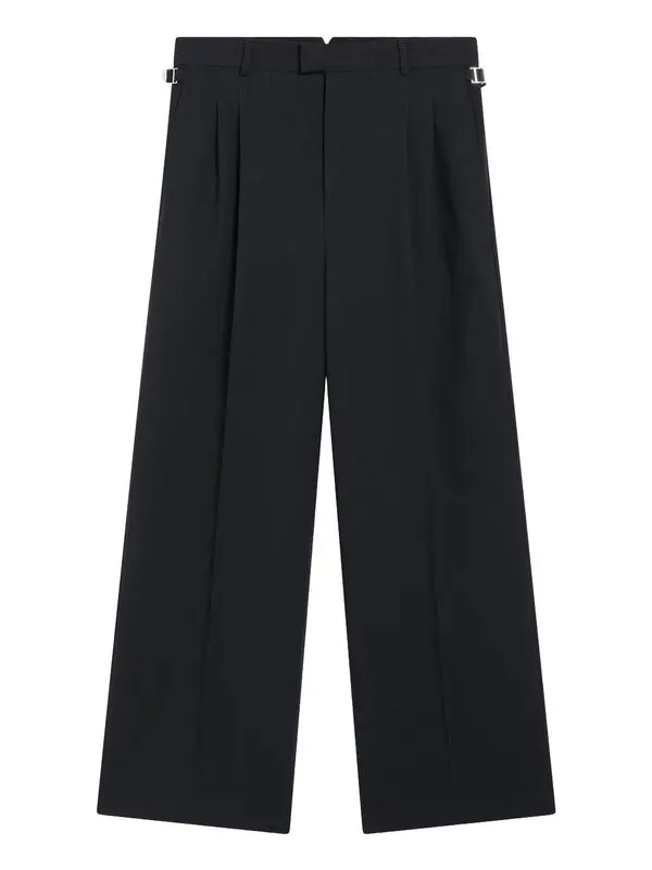 Ami Virgin Wool Wide Leg Trousers - Grey