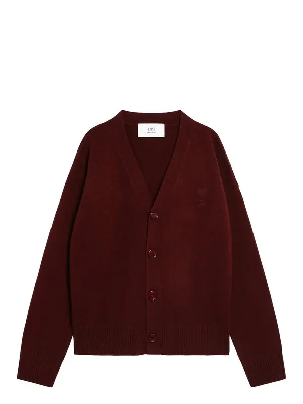 Ami Cardigan In Wool And Cashmere - Red