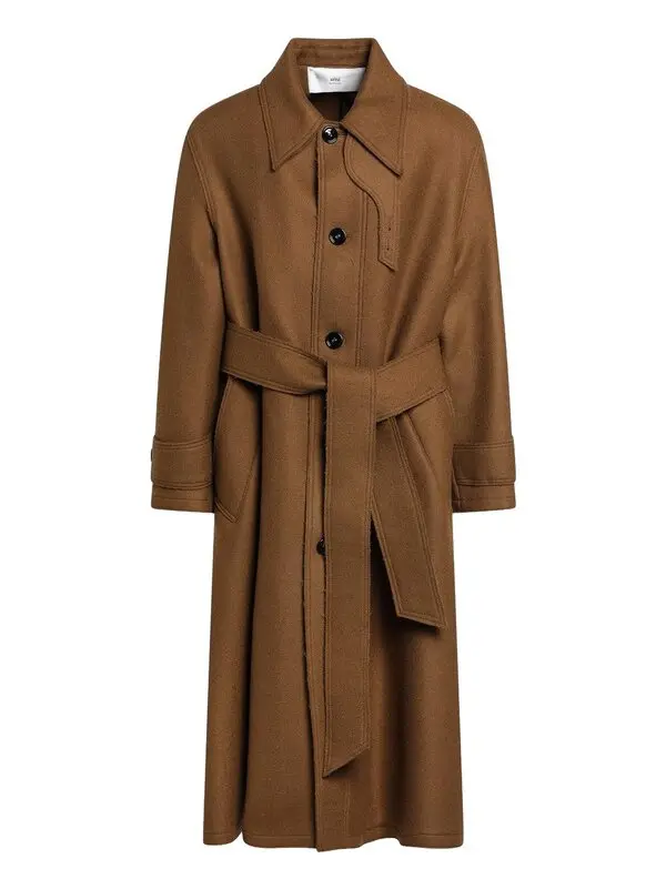 Ami Double-breasted Wool Coat - Brown
