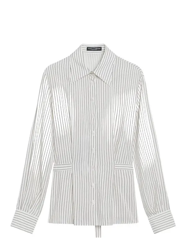 Dolce & Gabbana Pinstriped Cotton And Silk Shirt - White