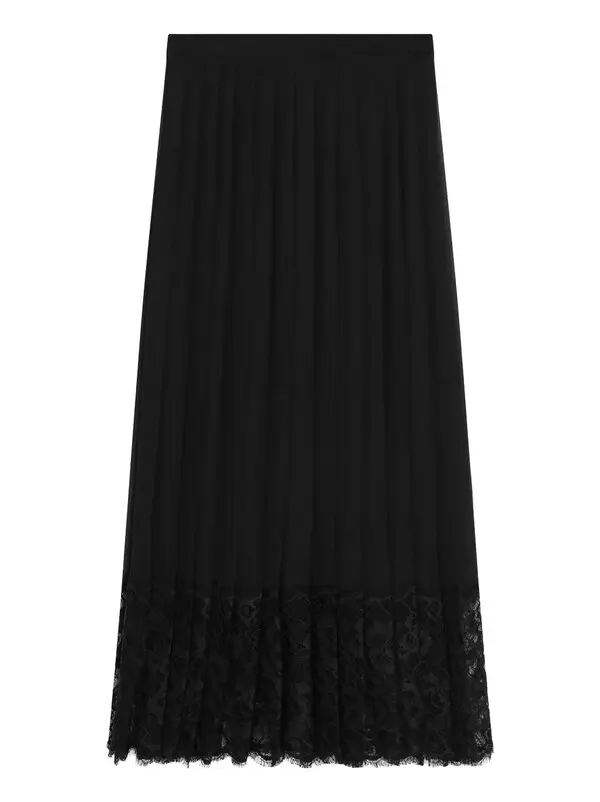 Dolce & Gabbana Midi Chiffon Skirt With Lace - Black