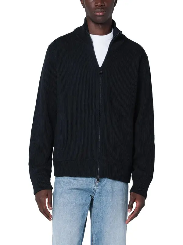 ROBERTO COLLINA Wool Zip Cardigan - Blue