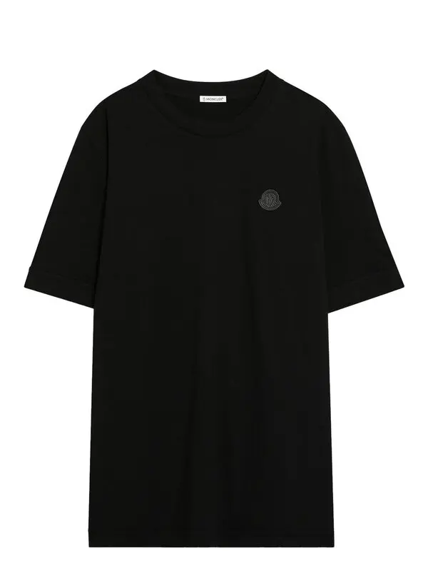 Moncler Cotton T Shirt With Logo Patch - Black