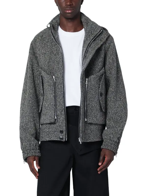 Dries Van Noten Patterned Wool-blend Zip-up Jacket - Grey
