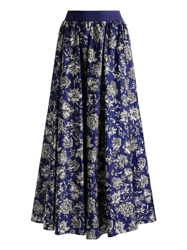 Alice + Olivia Nilda Cotton Maxi Skirt - Blue