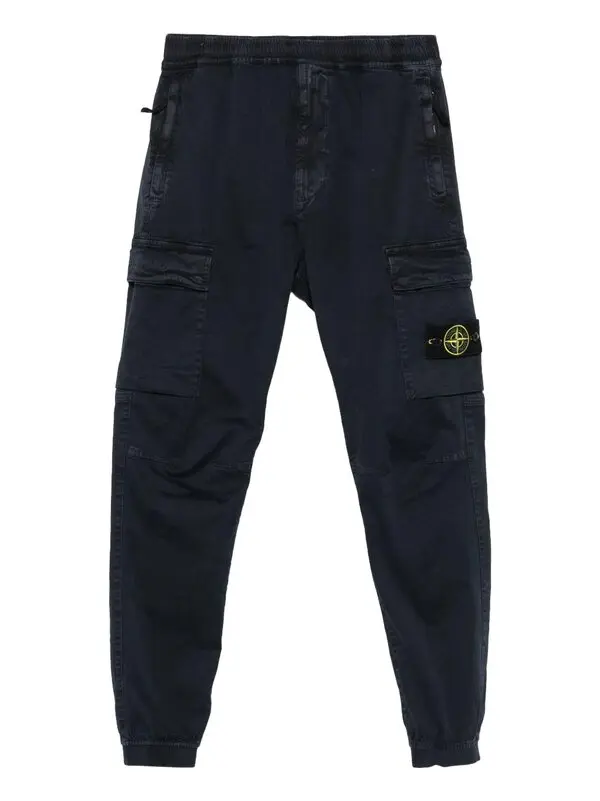 Stone Island Logo Cotton Cargo Trousers - Blue