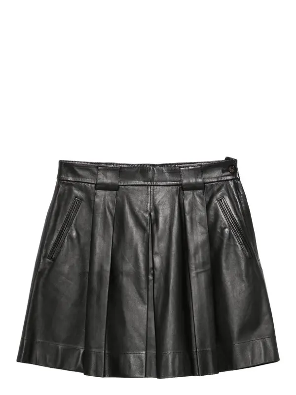 Emporio Armani Leather A-line Skirt - Black
