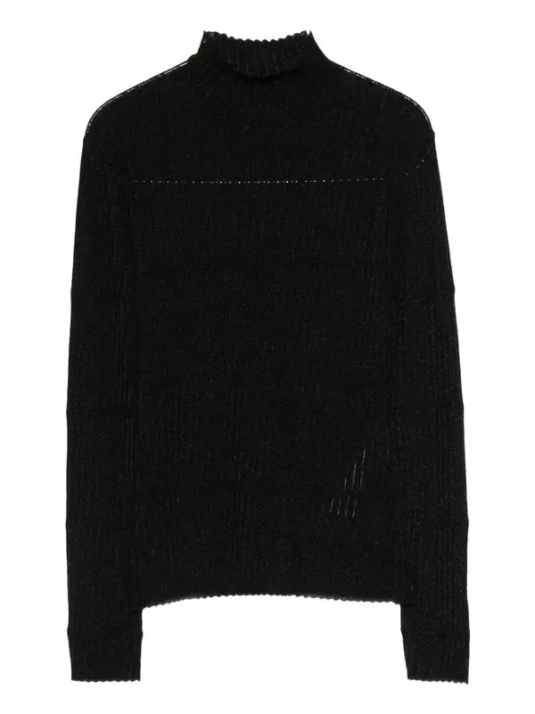 Emporio Armani Ribbed Knit Turtleneck Sweater - Black