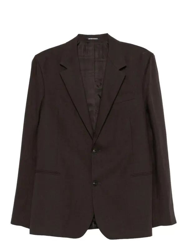 Emporio Armani Linen Single-breasted Jacket - Brown