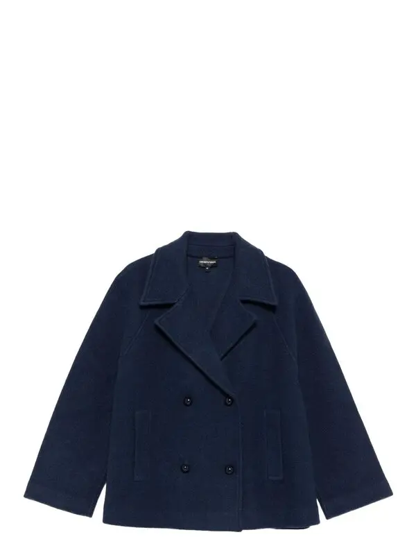 Emporio Armani Wool Single-breasted Coat - Blue